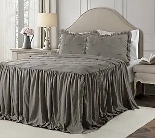 LUSH DECOR Ravello Pintuck Ruffle Skirt 3-pc Kng Bedspread By - One-color