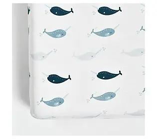LUSH DECOR Hello Spud Narwhal Cotton Fitted Crib Sheet