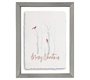 SINCERE SURROUNDINGS Merry Christmas Cardinals Floating Frame Art - One-color
