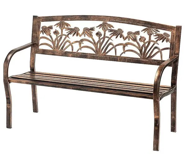 EVERGREEN Metal Coneflower Bench By - One-color