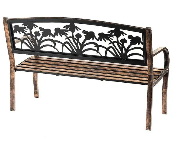 EVERGREEN Metal Coneflower Bench By