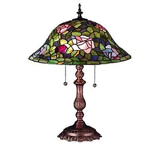 MEYDA Tiffany Style 19'h Rose Bush Lamp - One-color