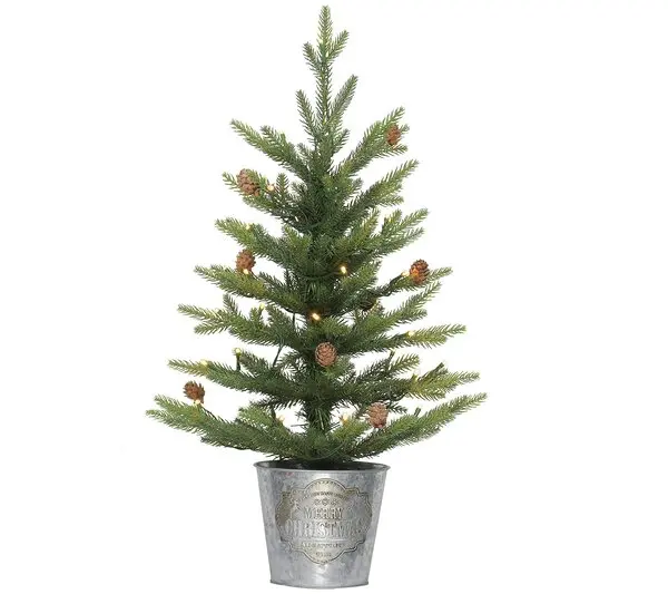 PULEO INTERNATIONAL Puleo Pre-lit 2' Table Top Artificial Christmas Tree - One-color
