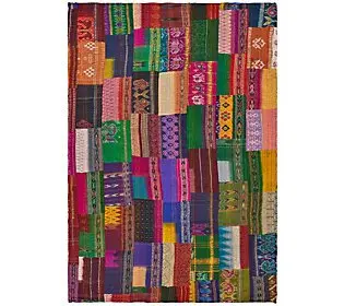 OX BAY TRADING CO. Ox Bay Traditional Patola Kantha Throw Blanket - One-color