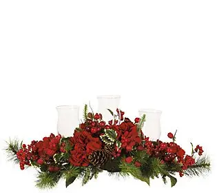 NEARLY NATURAL Hydrangea Holiday Candelabrum By