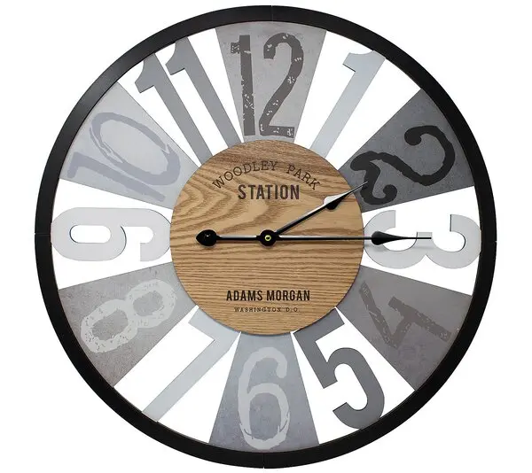 SORBUS Large Decorative Wall Clock 24' Grey