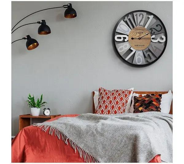 SORBUS Large Decorative Wall Clock 24' Grey