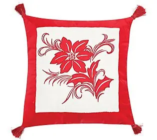 C&F HOME Winter Frost Poinsettia Pillow - One-color