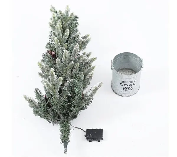 LUXEN HOME Luxenhome Pre-lit 3ft Artificial Flocked Chris Mas Pine Tree