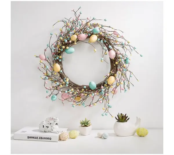 GLITZHOME Easter Egg Wreath