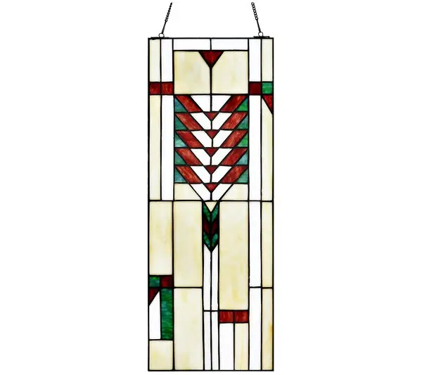 RIVER OF GOODS 23'h Prairie-style Stained Glass Window Panel - One-color