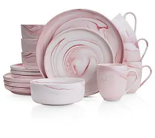 STONE + LAIN Brighton 16-piece Porcelain Swirl Dinnerware Set - One-color