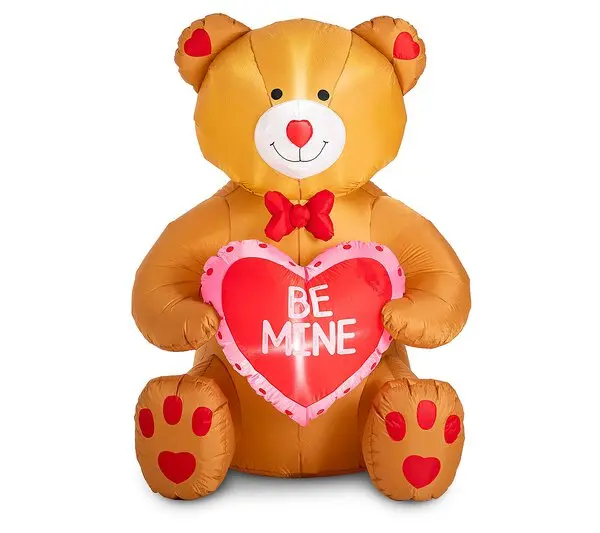 GLITZHOME Outdoor Led Valentine's Day Inflatabl Teddy Bear - One-color