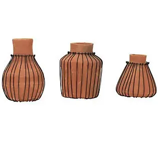 FORESIDE HOME & GARDEN Terracotta Bud Vases, Se T Of 3 - One-color