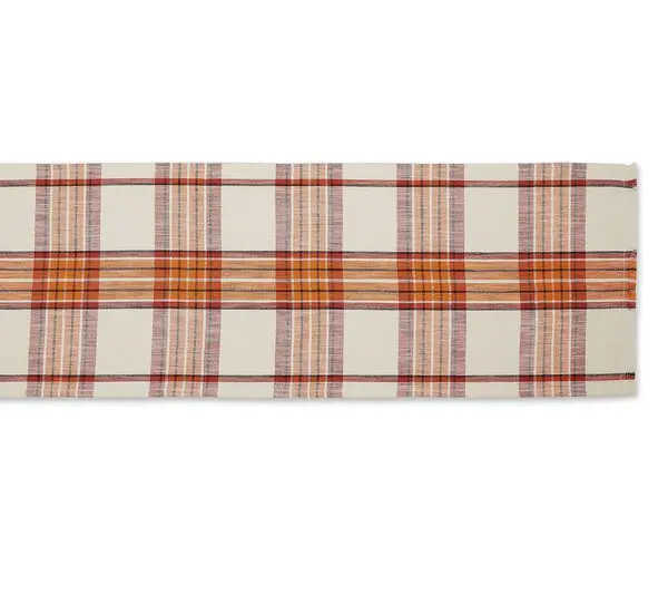 DESIGN IMPORTS 14' X 72' Pumpkin Spice Plaid Ta Le Runner