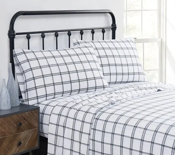 TRULY SOFT Bristol Plaid Flannel 4 Piece Full S Heet Set - One-color