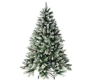 NORTHLIGHT Flocked Angel Pine Artificial Christ Mas Tree - One-color