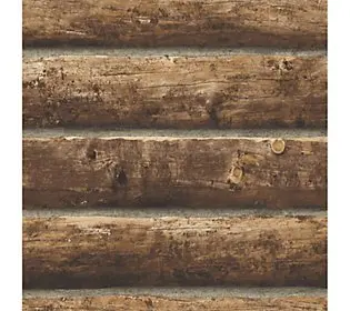 NEXTWALL Log Cabin Peel And Stick Wallpaper Rol L - One-color