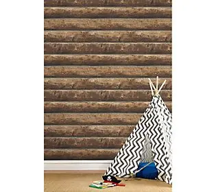 NEXTWALL Log Cabin Peel And Stick Wallpaper Rol L