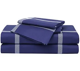 TRULY SOFT Printed Windowpane Twin Sheet Set