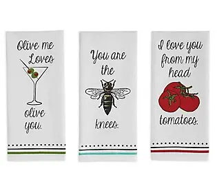 DESIGN IMPORTS Set Of 3 Love You Printed Kitche N Towels - One-color