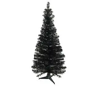 NORTHLIGHT Slim Black Tinsel Artificial Christm As Tree Unlit - One-color