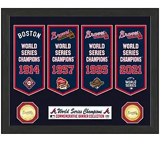 HIGHLAND MINT Atlanta Braves Four-time Champ Banner Frame - One-color