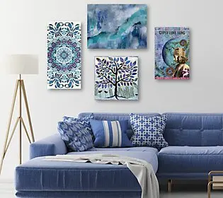 COURTSIDE MARKET Boho Blue 4-piece Canvas Set - One-color