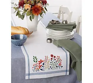 DESIGN IMPORTS Flower Garden Table Runner 14' X 108