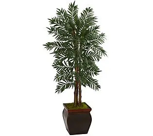 NEARLY NATURAL 5' Parlor Palm Tree In Decorative Planter Ne Arly Natural - One-color