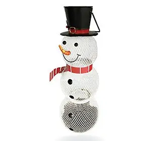 BACKYARD EXPRESSIONS Snowman Bird Feeder W/ Sol R Light - One-color