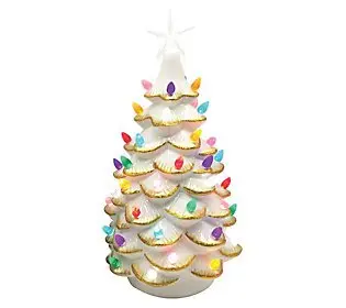 SANTA'S WORKSHOP 14' Led Lighted Ceramic Tree W /gold Tips - One-color