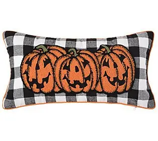 C&F HOME Jack-o -lantern Check Bolster Pillow Valerie - One-color