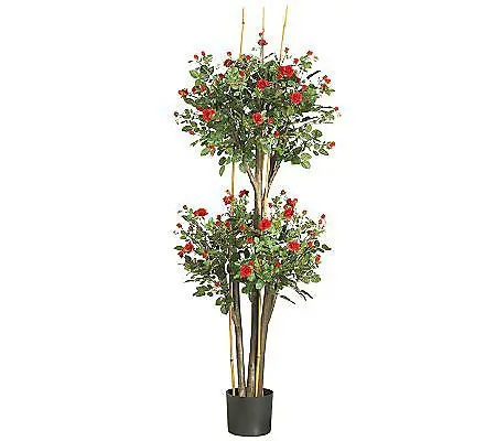 NEARLY NATURAL 5' Mini Rose Tree By - One-color