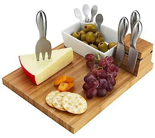 PICNIC AT ASCOT Buxton Bamboo Cheese Board Set Ith 4 Tools - One-color