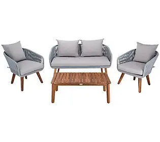 SAFAVIEH Prester 4 Piece Outdoor Living Set By - One-color