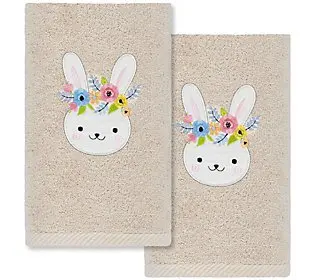 LINUM HOME TEXTILES Flower Crown Embroidered 2pc Hand Towels - One-color