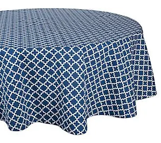 DESIGN IMPORTS Lattice Print Tablecloth 70' Rou Nd - One-color