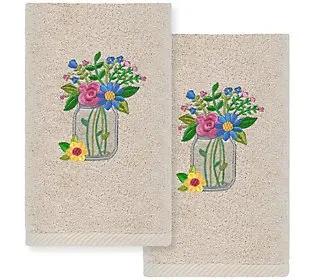 LINUM HOME TEXTILES Country Bouquet Embroidered Hand Towels - One-color