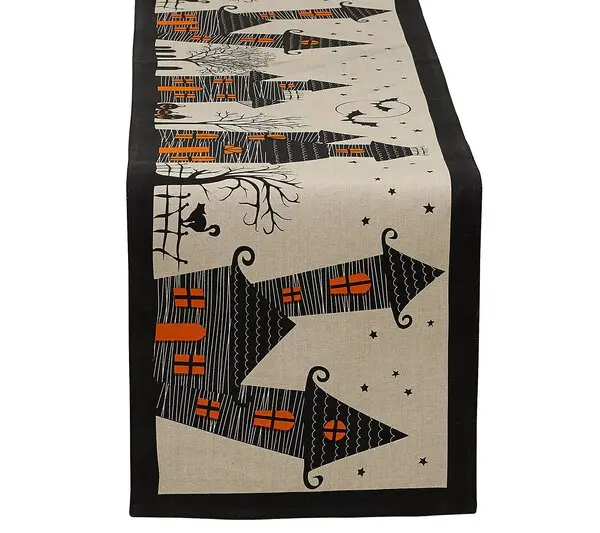 DESIGN IMPORTS Haunted House Table Runner 14' X 72 - One-color