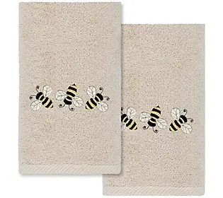 LINUM HOME TEXTILES Bee Dance Embroidered 2-p C Hand Towels - One-color