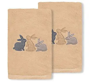 LINUM HOME TEXTILES Bunny Row Embroidered 2-p C Hand Towels - One-color