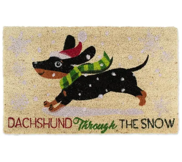 DESIGN IMPORTS Dii Dachshund Through The Snow Natural Coir Doo Rmat - One-color