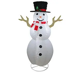 NORTHLIGHT Large Snowman With Top Hat Christmas Decoration - One-color