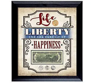 AMERICAN COIN TREASURES Thomas Jefferson Currency And Coin Wall Frame - One-color