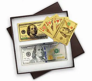 AMERICAN COIN TREASURES Franklin Silver Foil 100 Bill And Gold Foil Pla Ying Card Set - One-color