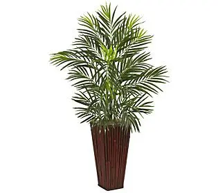 NEARLY NATURAL Areca Palm In Bamboo Planter By - One-color