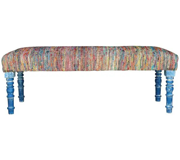 OX BAY TRADING CO. Ox Bay Colorful Chindi Indoor Bench - One-color