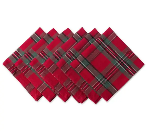 DESIGN IMPORTS Holiday Plaid Napkin Set Of 6 - One-color