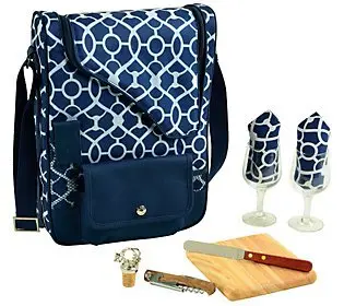 PICNIC AT ASCOT Wine Carrier Deluxe With Wine G Lasses, Trellis - One-color